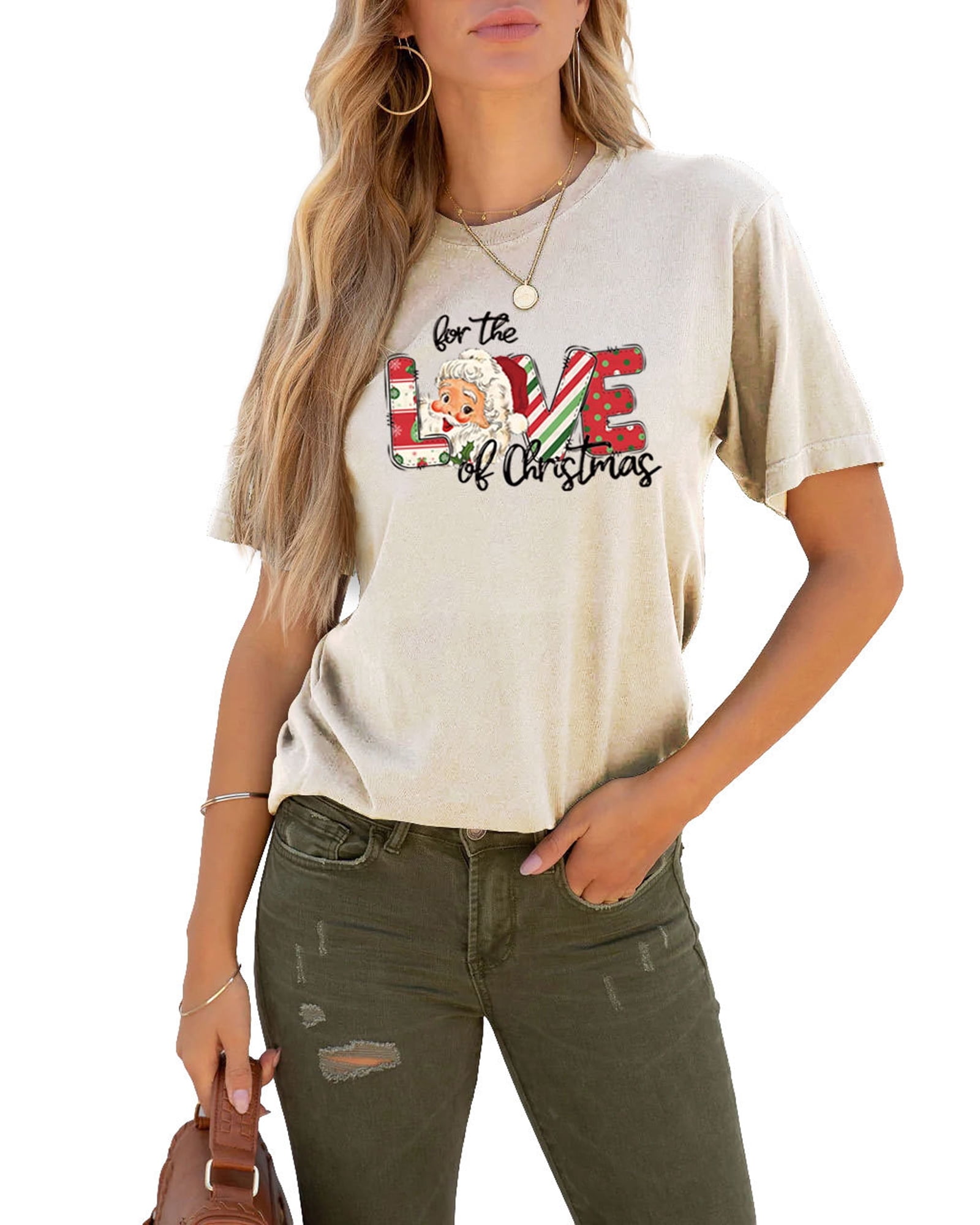 Anbech Christmas Short Sleeve Tshirts for Women Merry Christmas Tees ...