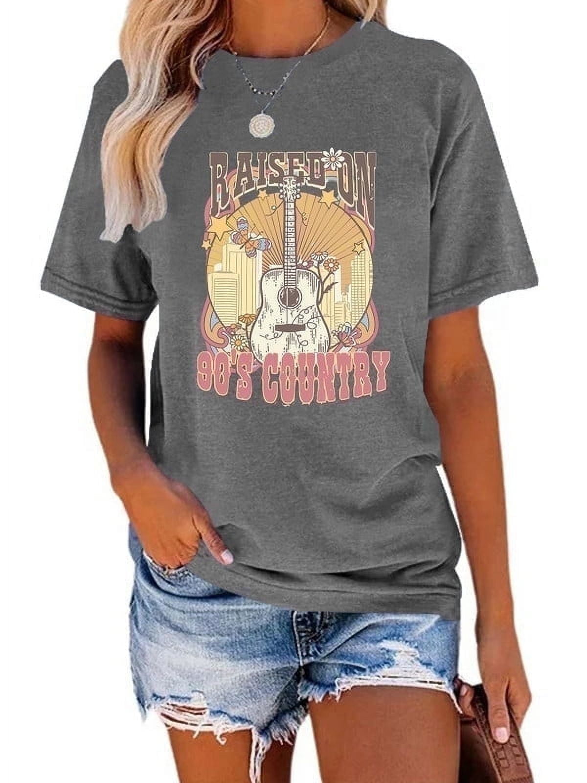 XCHQRTI Women's Vintage 90s Country Music T-Shirt, Casual Concert Tee ...