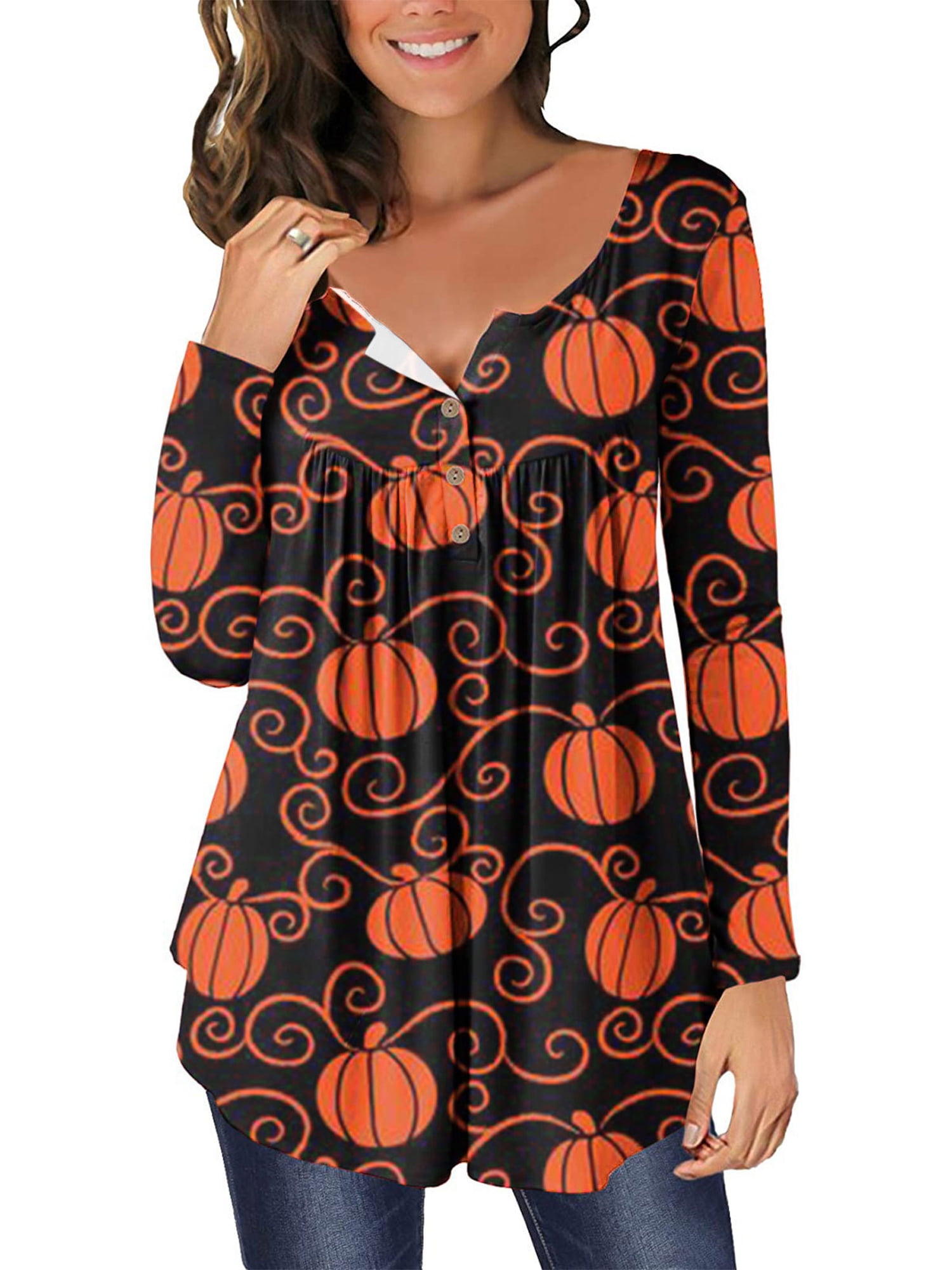 XCHQRTI Hide Belly Blouses for Women Buckle Tunic Shirt Graphic Long ...