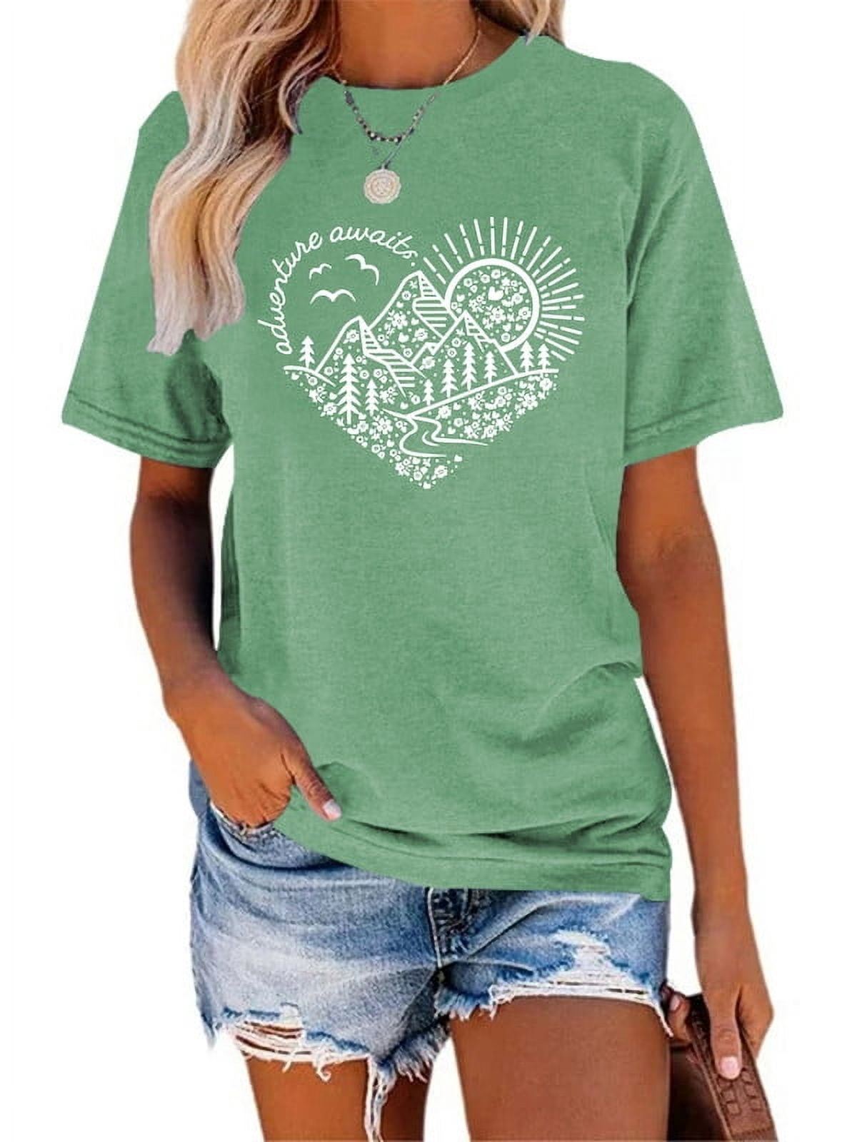 XCHQRTI Mountain Adventure Women Graphic Tshirt Nature Travel Tees ...