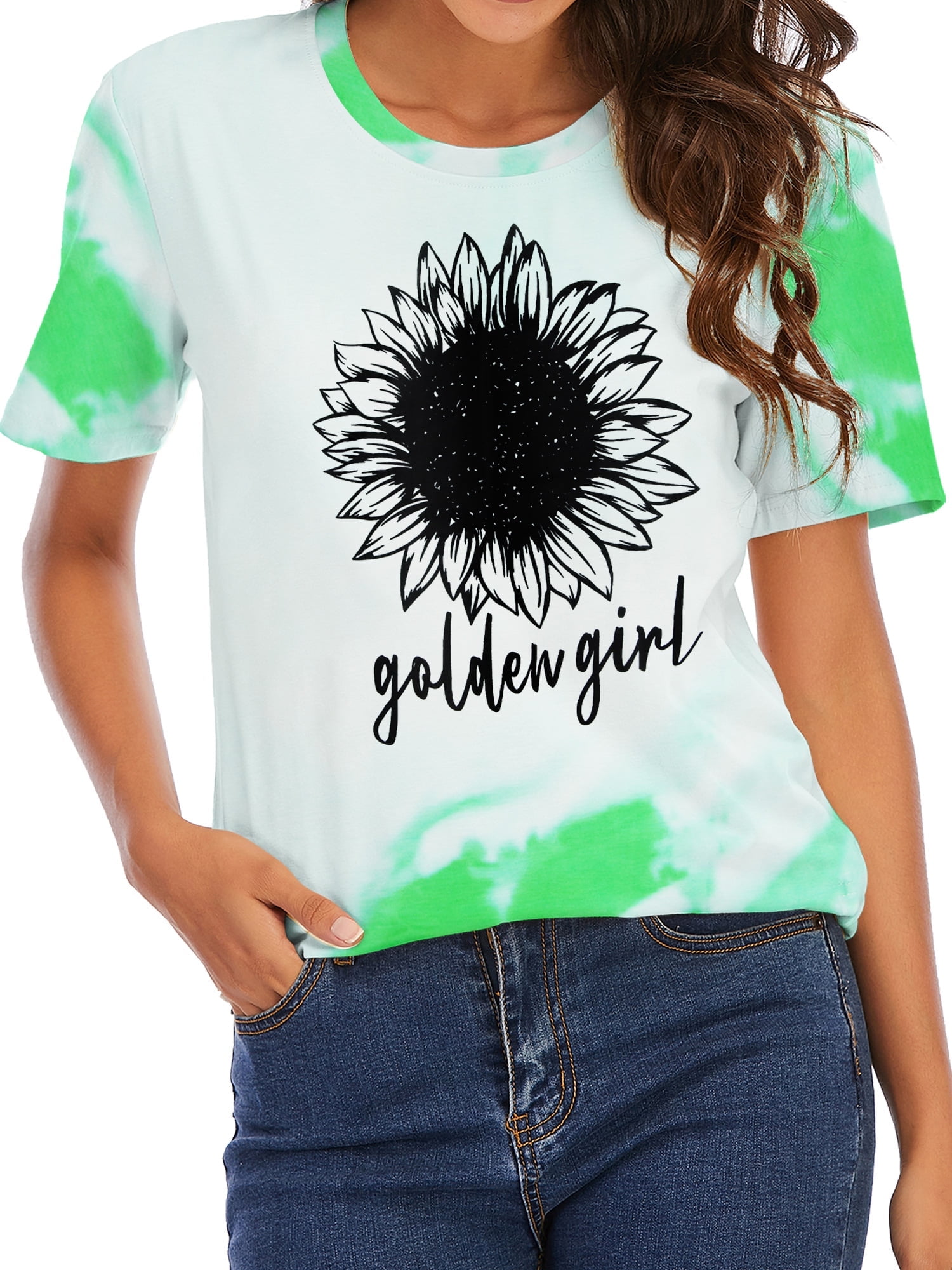 XCHQRTI Sunflower Shirts for Women Graphic Short Sleeve Tshirts Casual ...