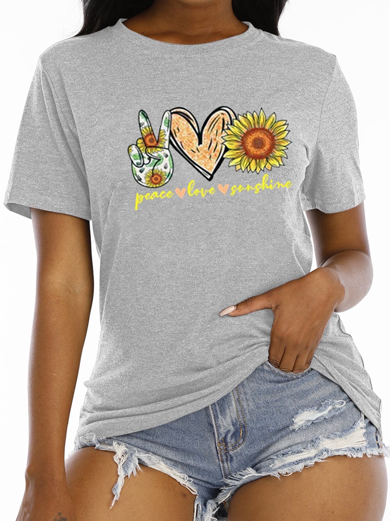 XCHQRTI Sunflower Shirts for Women Graphic Short Sleeve Tshirts Casual ...