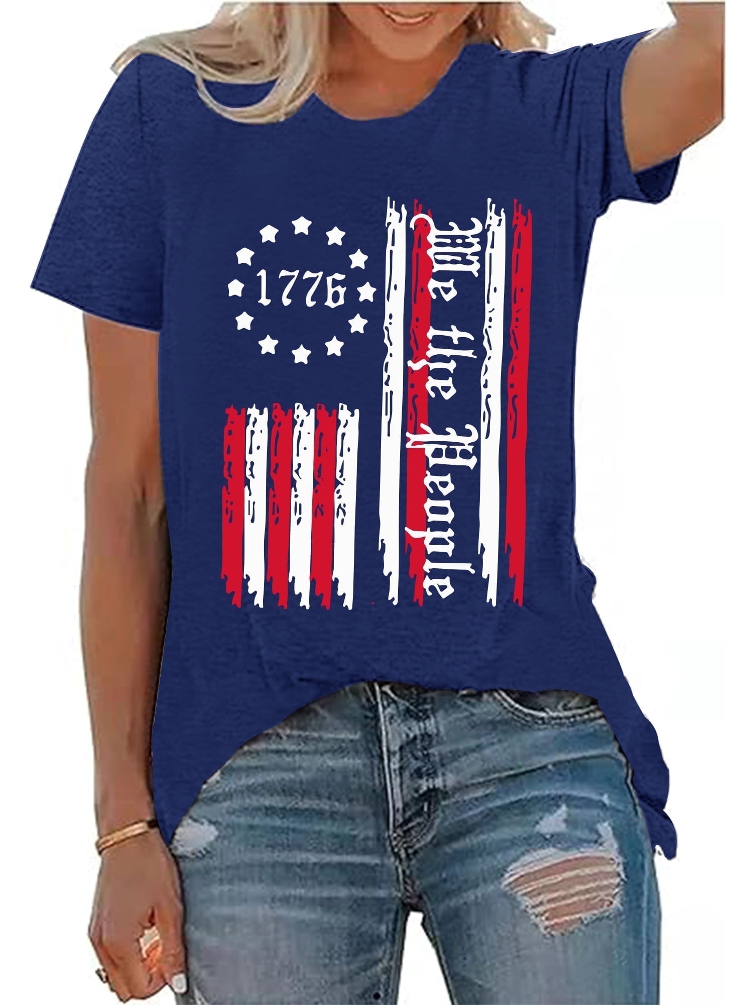 XCHQRTI Vintage 4th of July Women T-Shirt We The People 1776 Patriotic ...