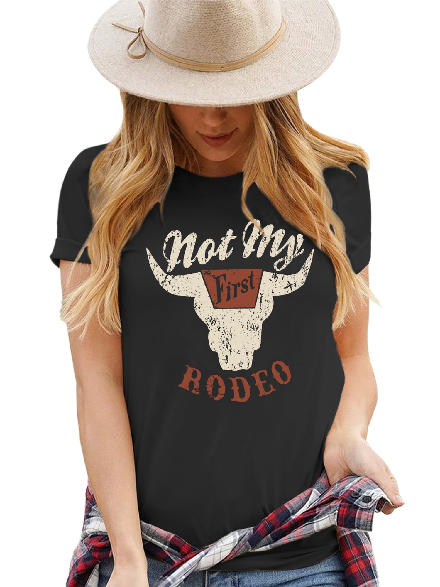 XCHQRTI Western Shirts Women Graphic Tees Casual Cowboy Rodeo Tshirts ...