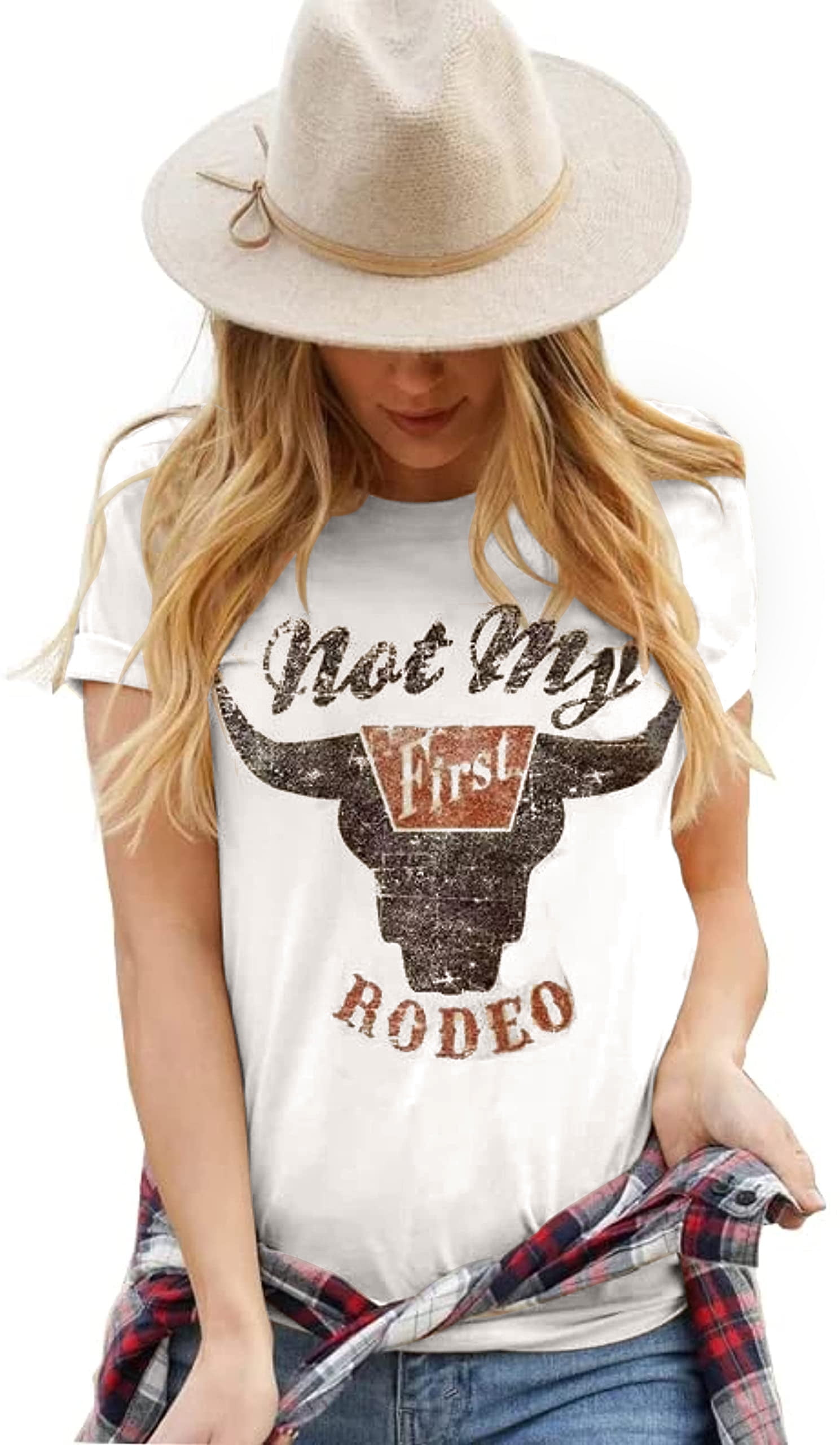 XCHQRTI Western Shirts Women Graphic Tees Casual Cowboy Rodeo Tshirts ...