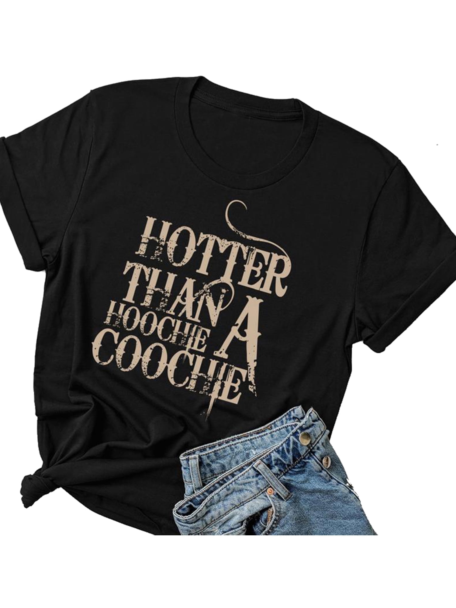 XCHQRTI Women Graphic Hotter Shirt Short Sleeve Letter Funny Print Tee ...