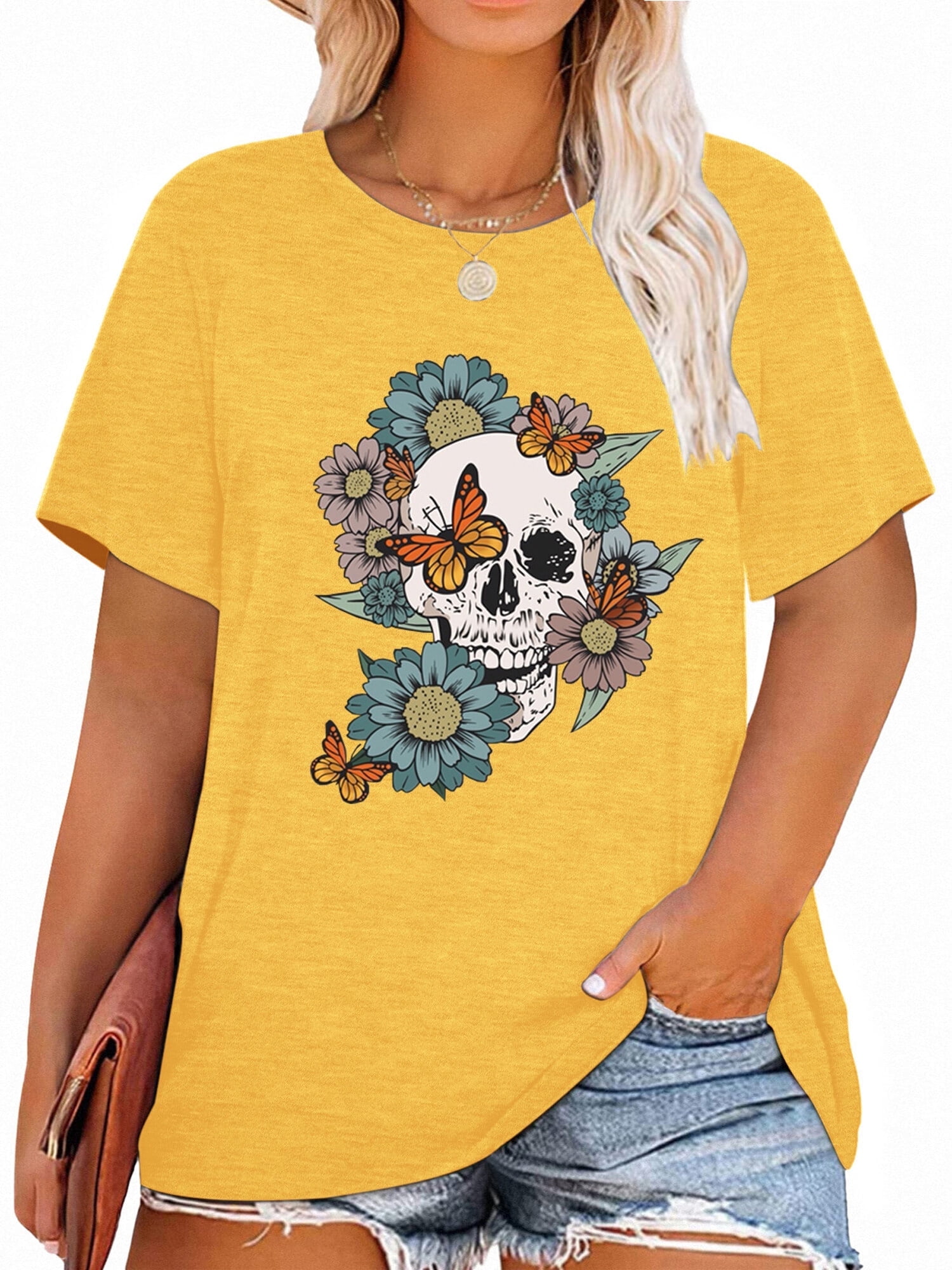 XCHQRTI Women Plus Size Hocus Pocus Shirt Graphic Halloween Casual ...