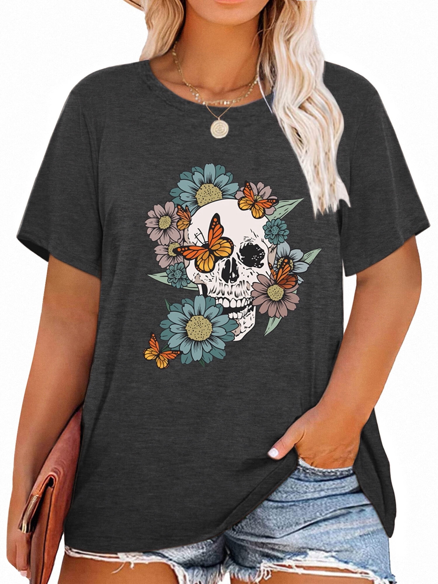 XCHQRTI Women Plus Size Hocus Pocus Shirt Graphic Halloween Casual ...