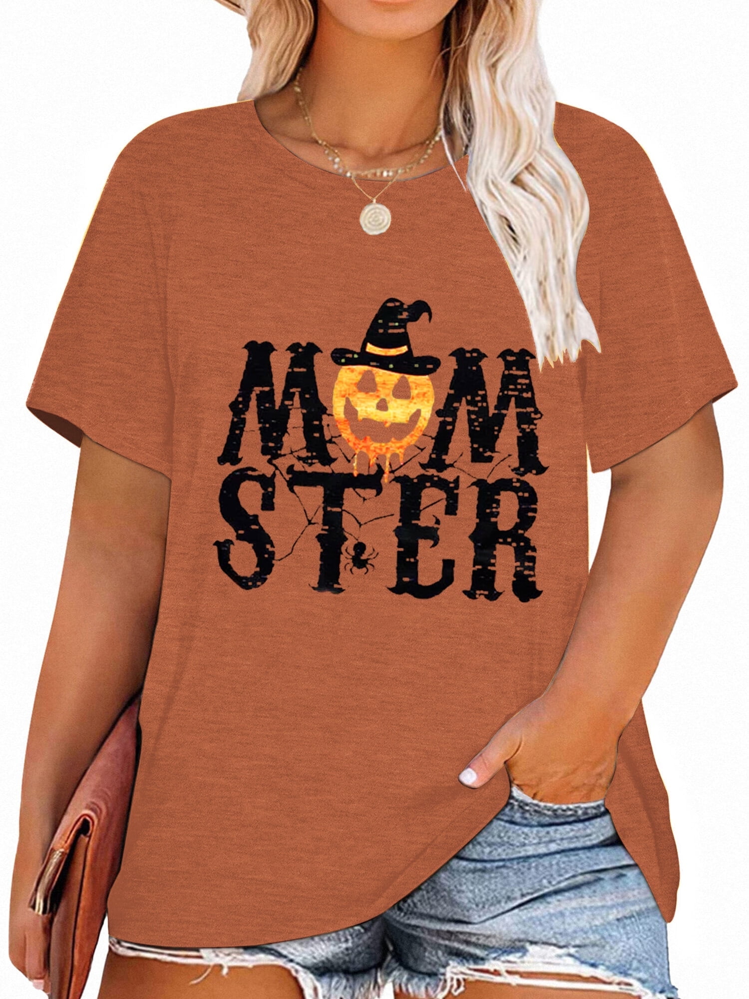 XCHQRTI Women Plus Size Hocus Pocus Shirt Graphic Halloween Casual ...
