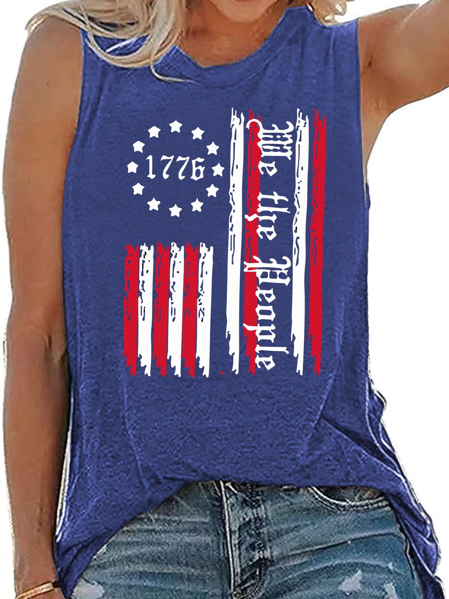 XCHQRTI Women's 4th of July Tank Tops Graphic USA We The People 1776 ...