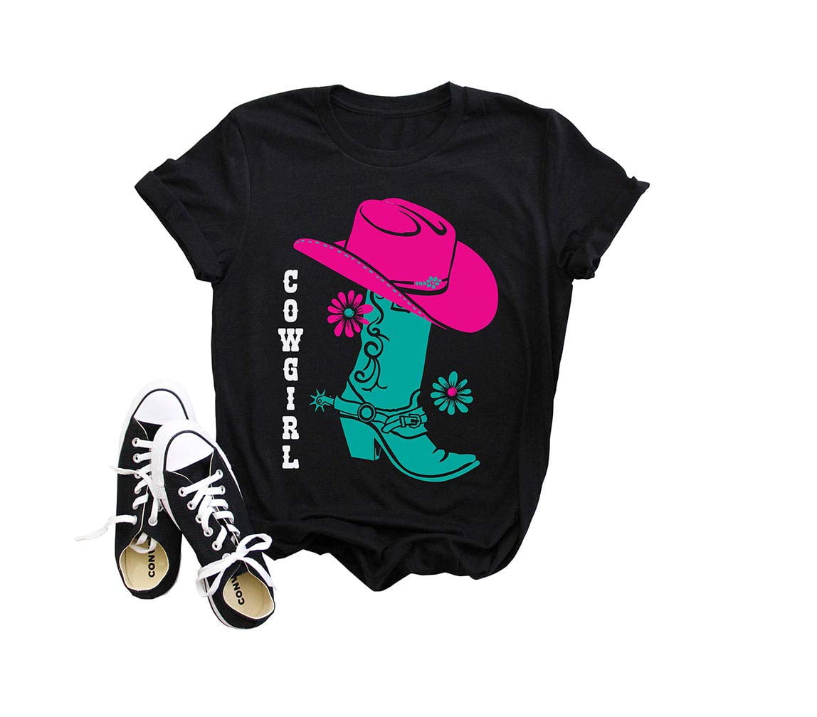 XCHQRTI Womens Cowgirl Shirts Redeo Tee Farm Western Country Shirts ...