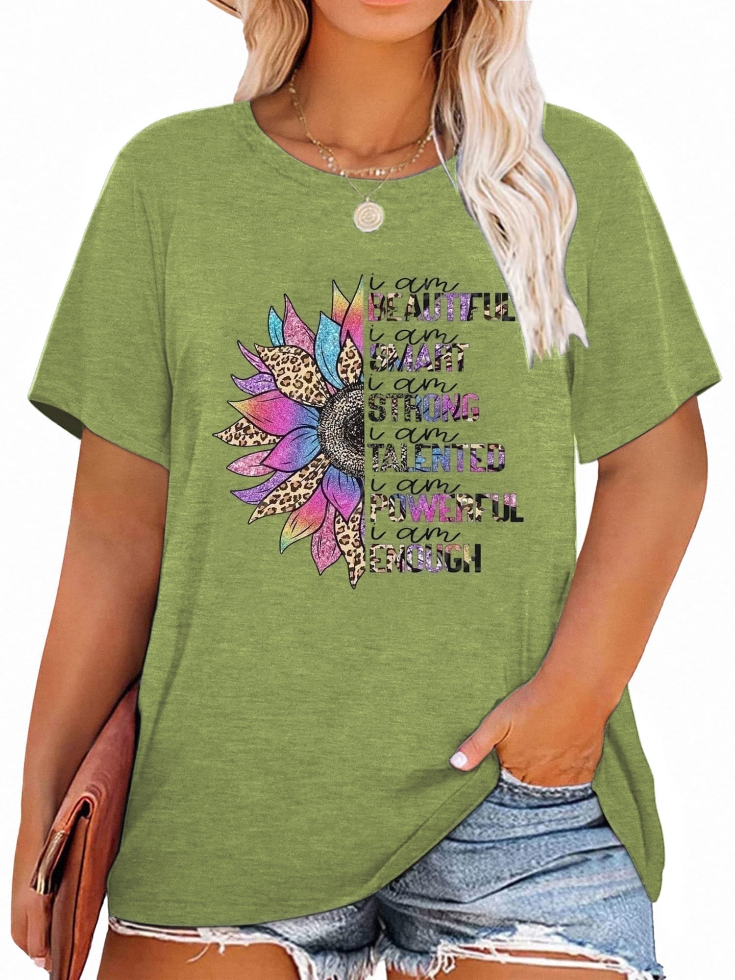 XCHQRTI Womens Daisy Tshirt Graphic Plus Size Casual Shirt Oversized ...