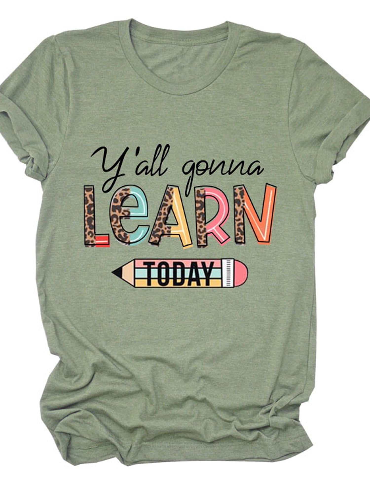 XCHQRTI Y'all Gonna Learn T-Shirt for Women Graphic Shirt Funny Short ...