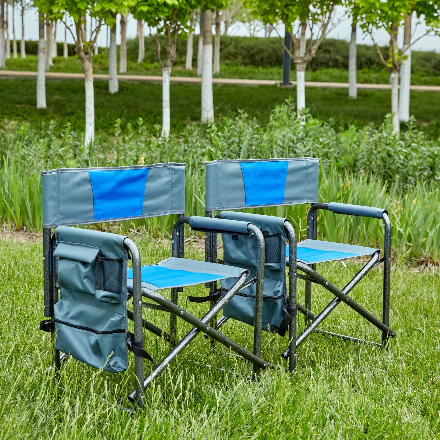 XCJDILAO 2-piece Padded Folding Outdoor Chair with Pockets Lightweight ...