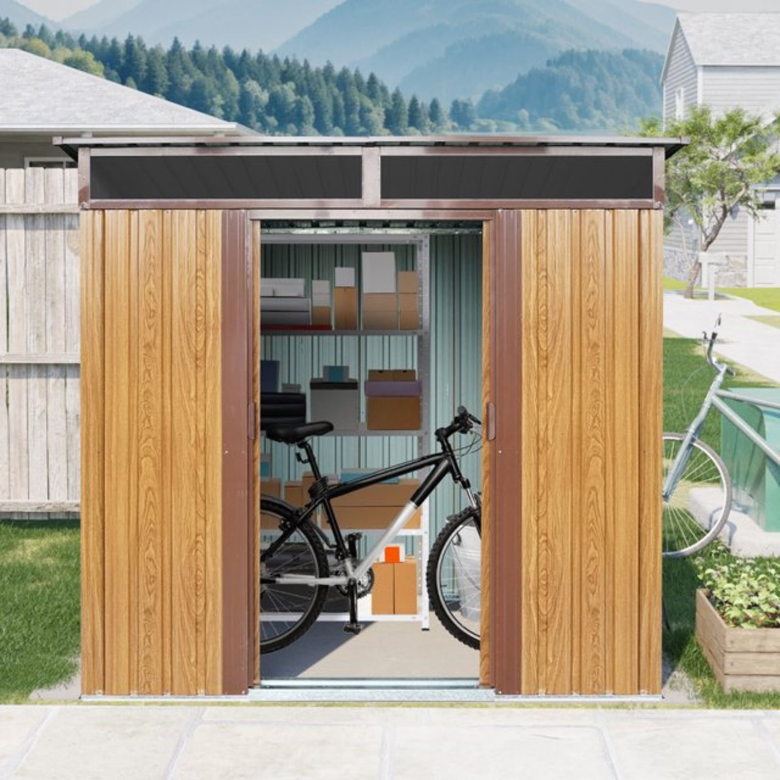 XCNENGY 6ft x 5ft Outdoor Metal Storage Shed, Transparent Panels ...