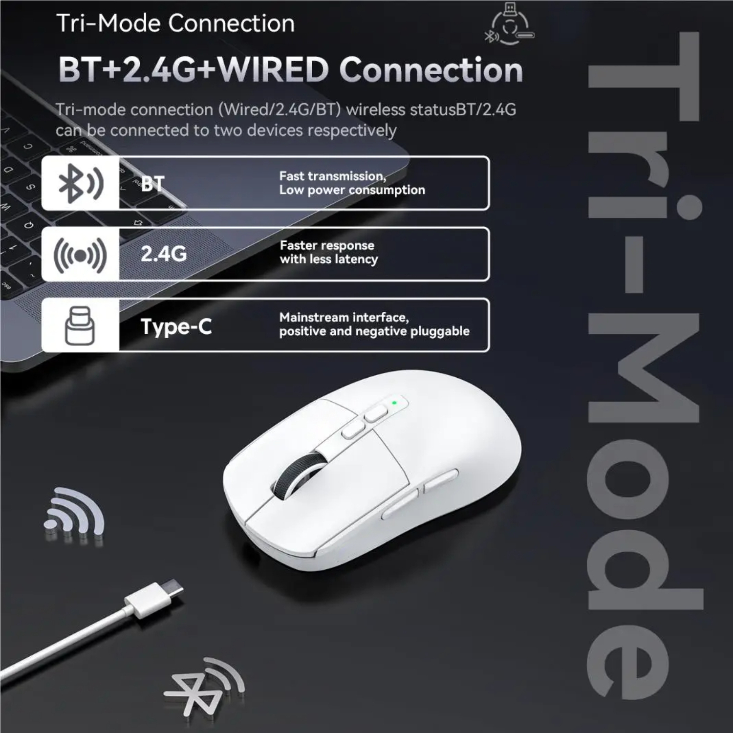 XCNGHU Attack X6 Bluetooth Mouse PixArt PAW3395 Tri- Connection RGB Touch Charging Base Macro ...