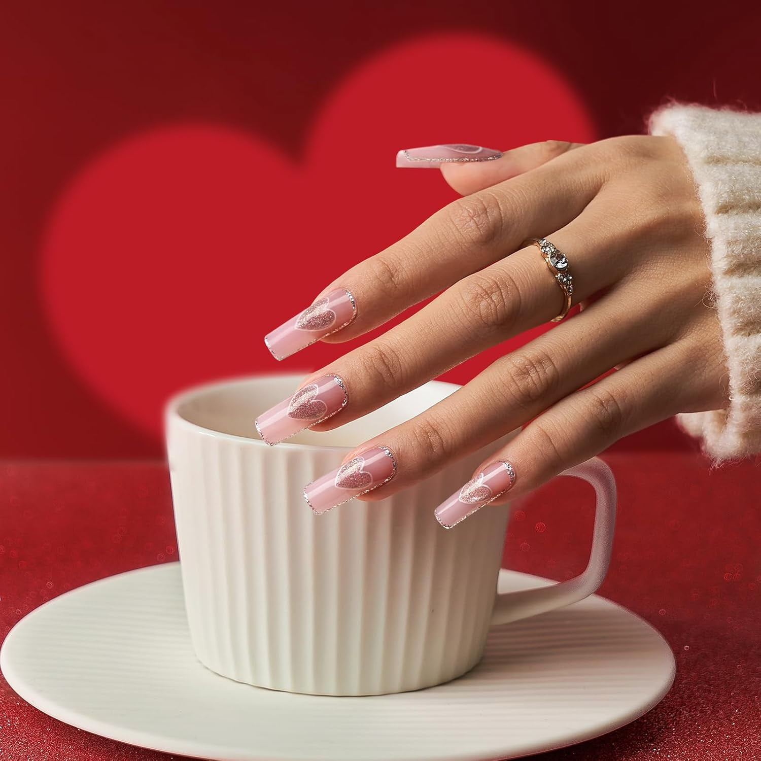 XCOATTIPS Soft Gel Nail Tips - Long Square Press On Nails Pink Colored ...