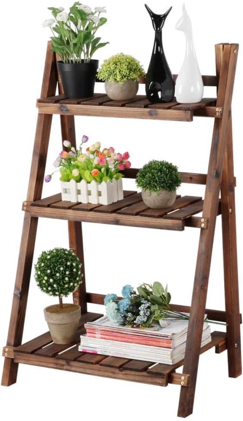 XCYP Foldable Ladder Shelves, Decorative Wall-Leaning Home Office ...