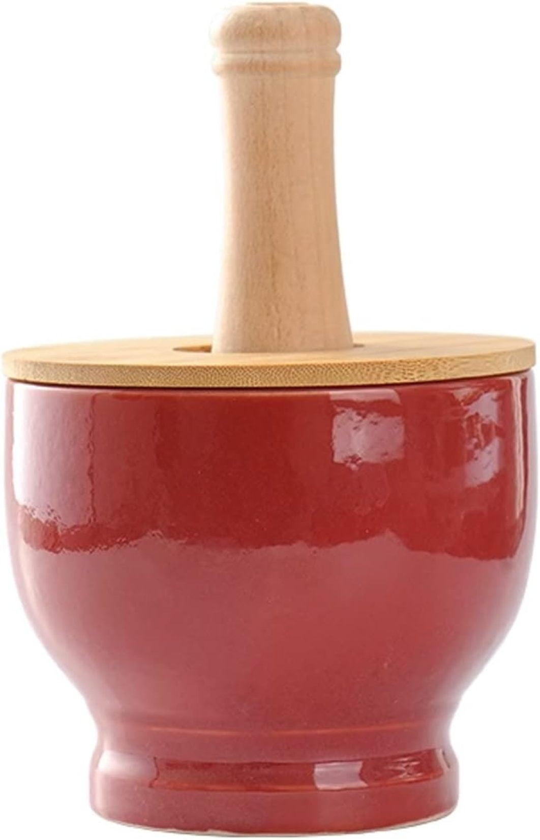 XCYP Mortar and Pestle Set Mortar and Pestle Set for Kitchen with Bamboo Lid Ceramic Grinder for ...