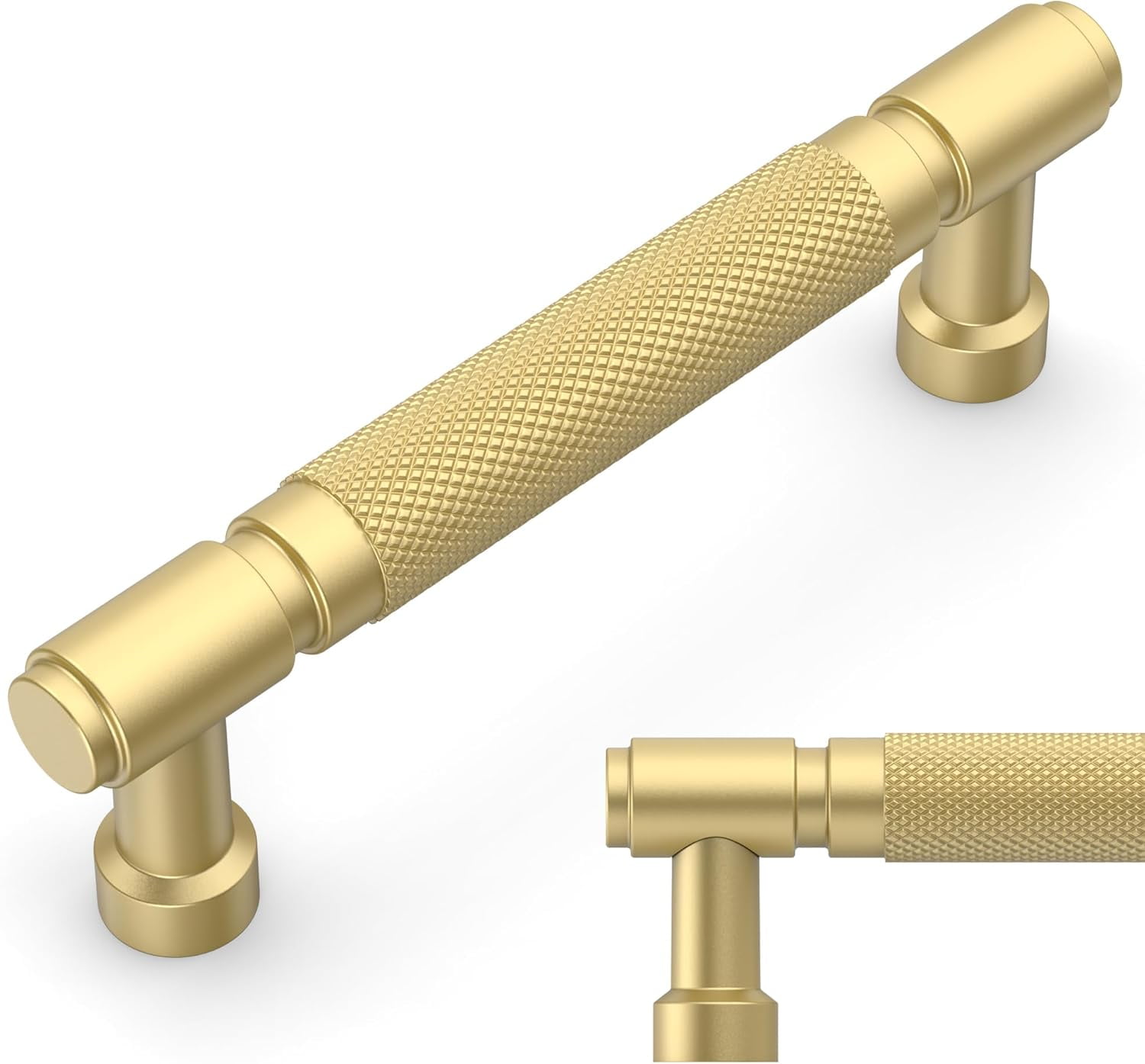 XD-10 Pack Brushed Gold knurled Cabinet Pulls 3.75 Inch(96mm) Hole ...