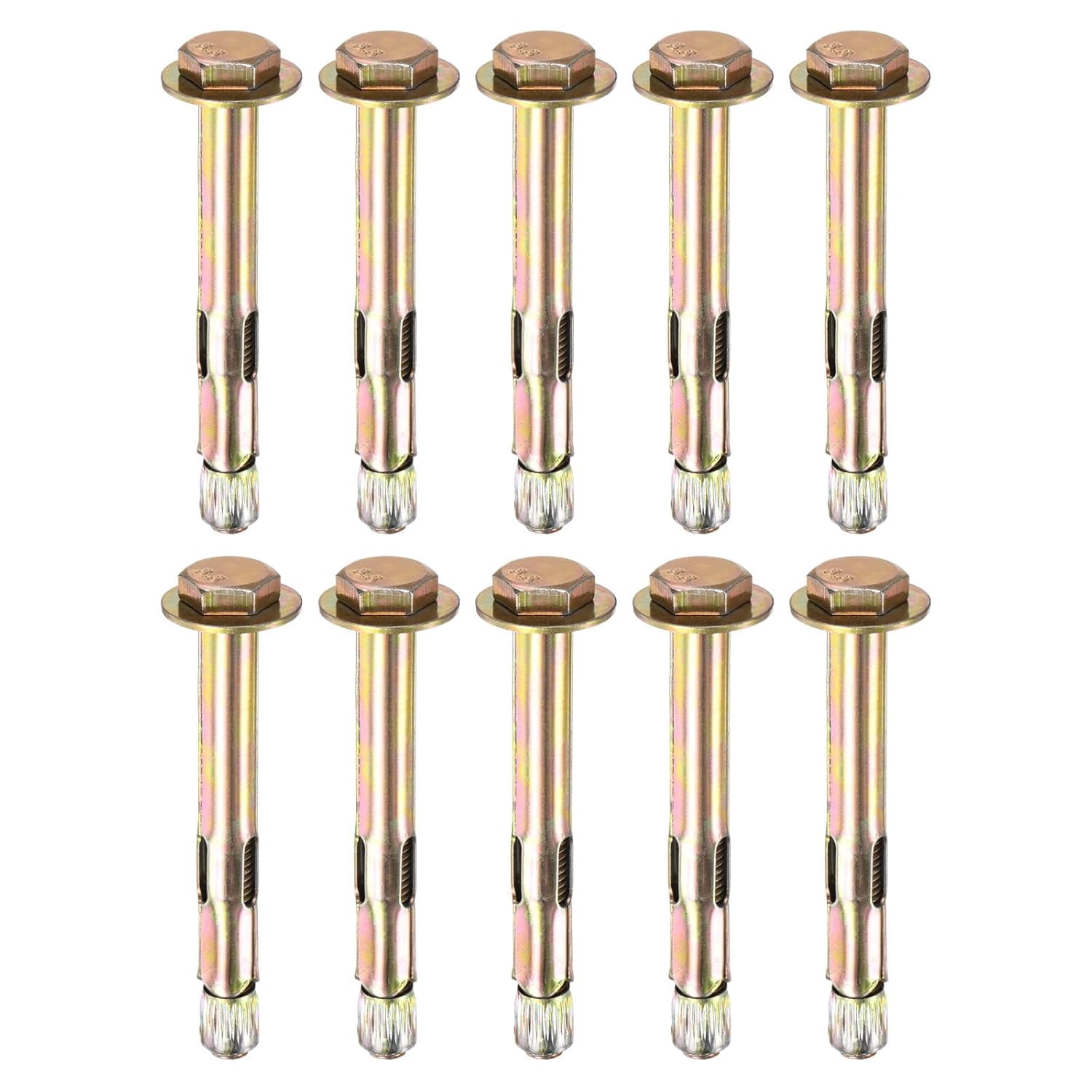 XD-10-Pack Hex Expansion Bolt, M6x150mm Colored Galvanized Iron-Carbon ...