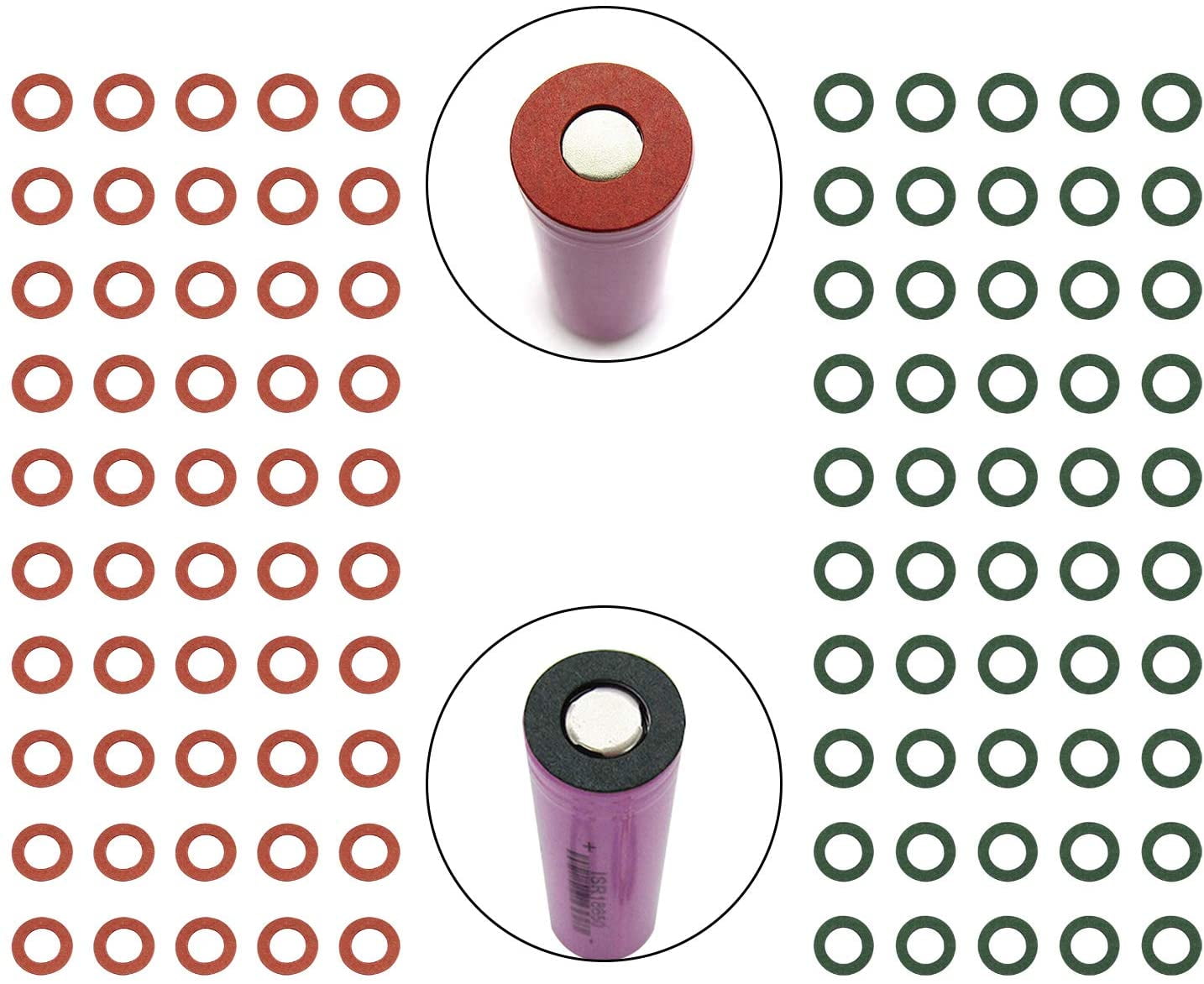 XD-100pcs 18650 Lithium Battery Insulator Rings Hollow Paper Pad ...