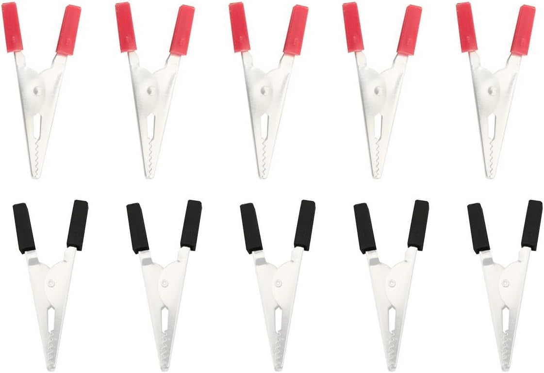 XD-10PCS Black Red Alligator Clips Large Lab Test Power Clips Household ...