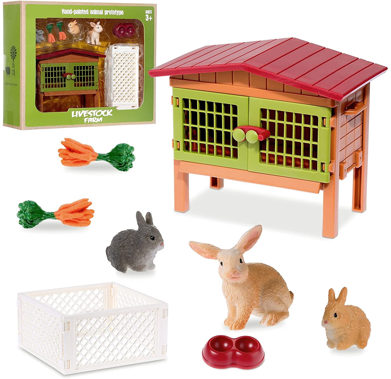 XD-11 Pcs Farm Animal Toys and Playsets Farm World Set Easter Bunny ...