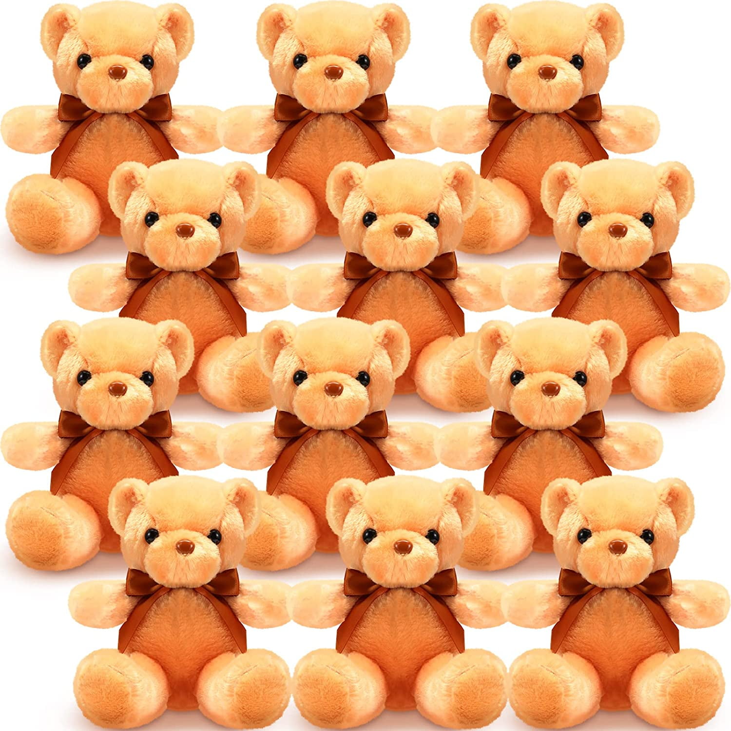XD-12 Pcs 12 Inch Bear Stuffed Animal Bulk Soft Plush Bears with Ribbon ...