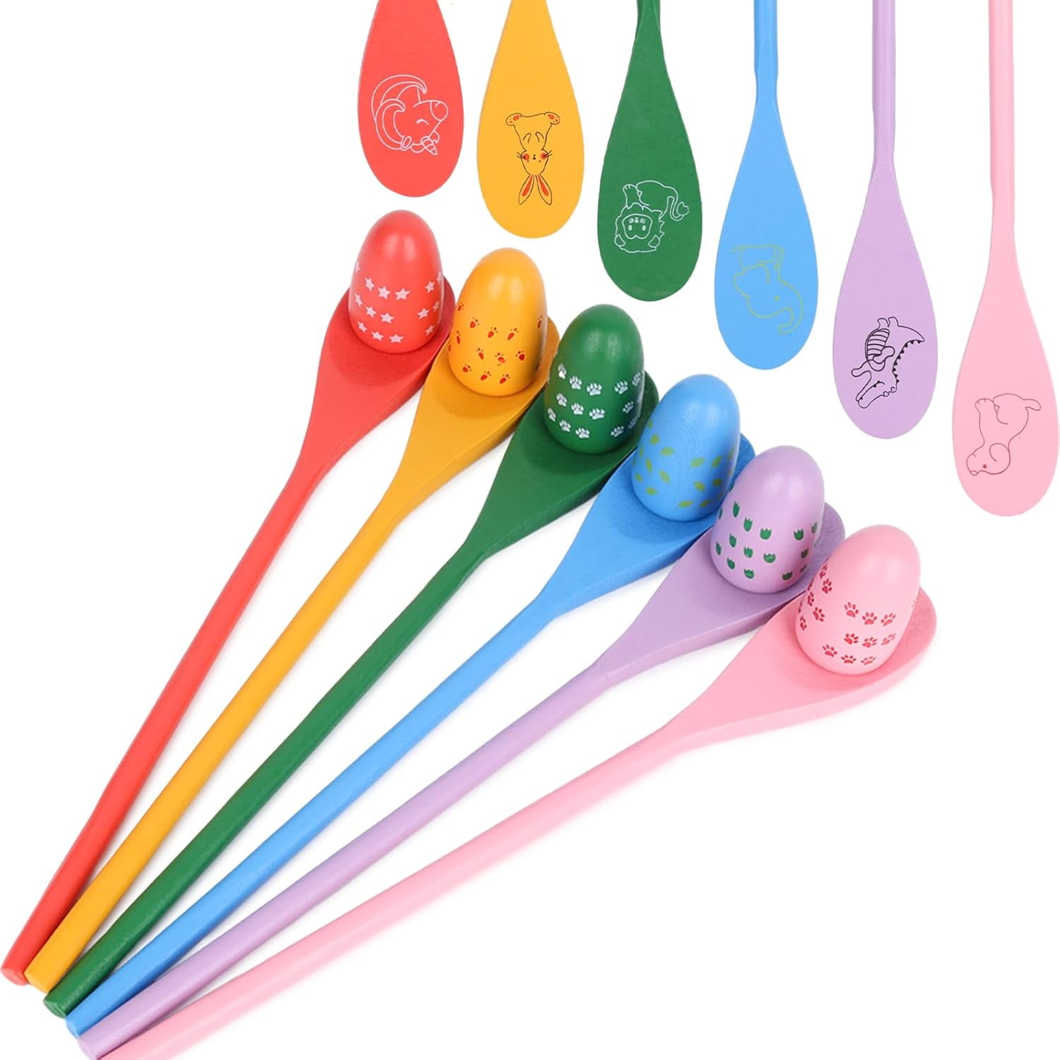 XD-12PCS Egg Spoon Race Game Set, Balance Easter Relay Games for Kids ...