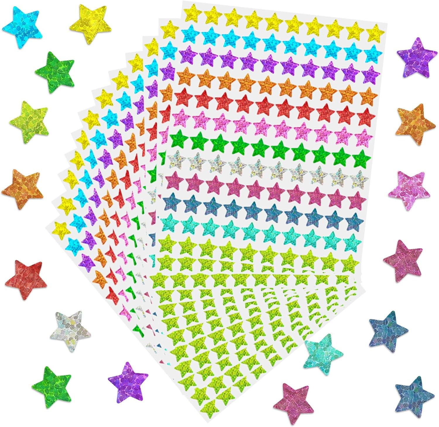 XD-1440Pcs Small Star Stickers for Kids Reward, 12 Sheets Foil Star ...