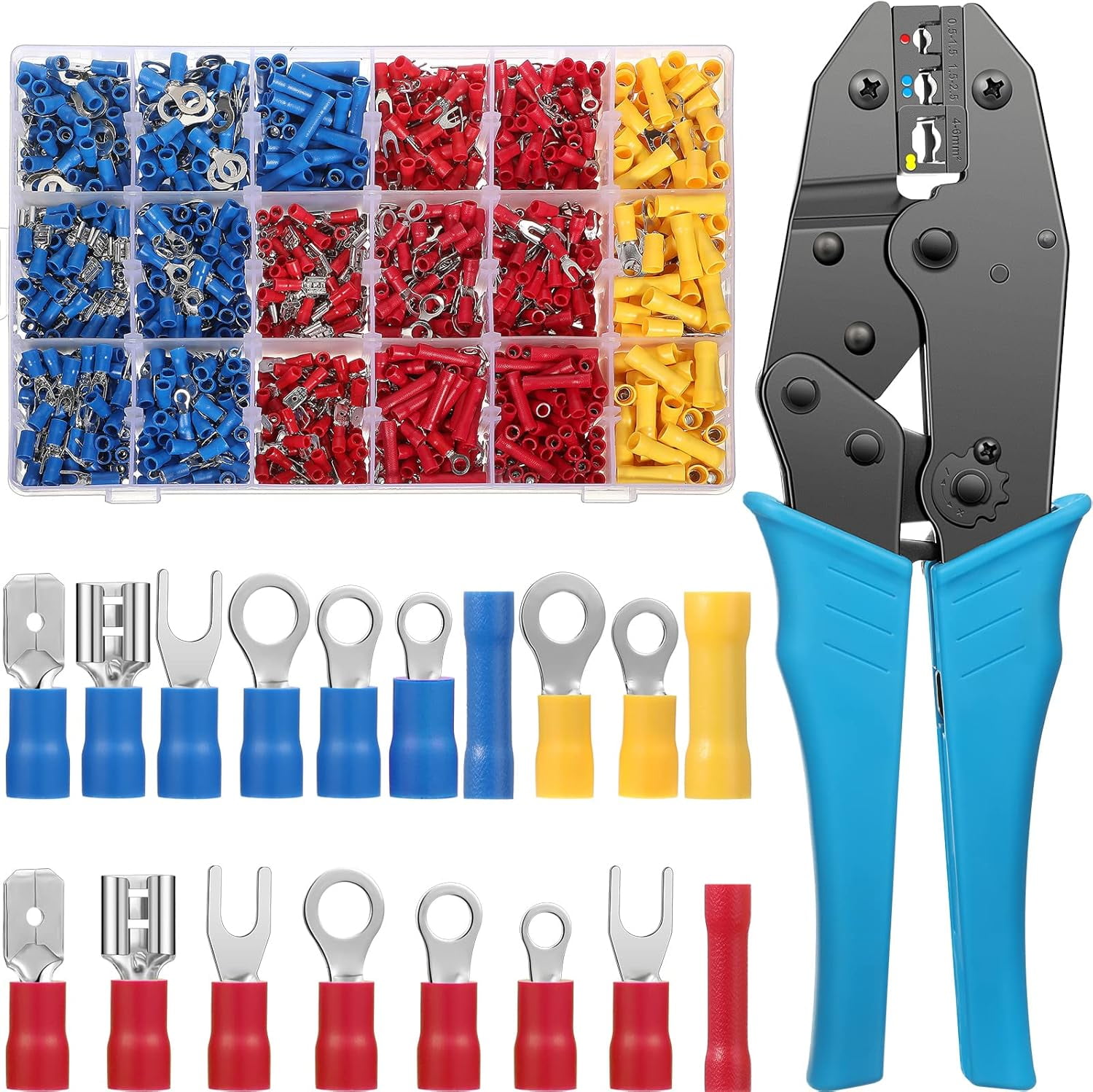 XD-1600 Pcs Wire Terminals Crimping Tool Electrical Connectors Kit with ...