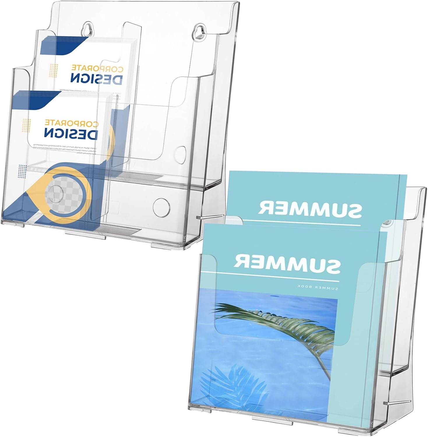 XD-2 Pack Acrylic Brochure Holder 8.5x11 2 Tier Brochure Display Stand ...