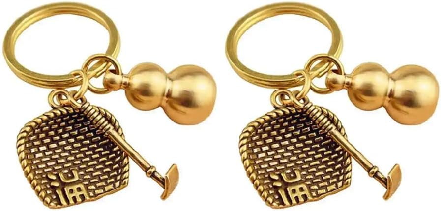 XD-2 Pieces Gourd Brass Wu Lou Keychains Brass Calabash Wu Lou Key ...