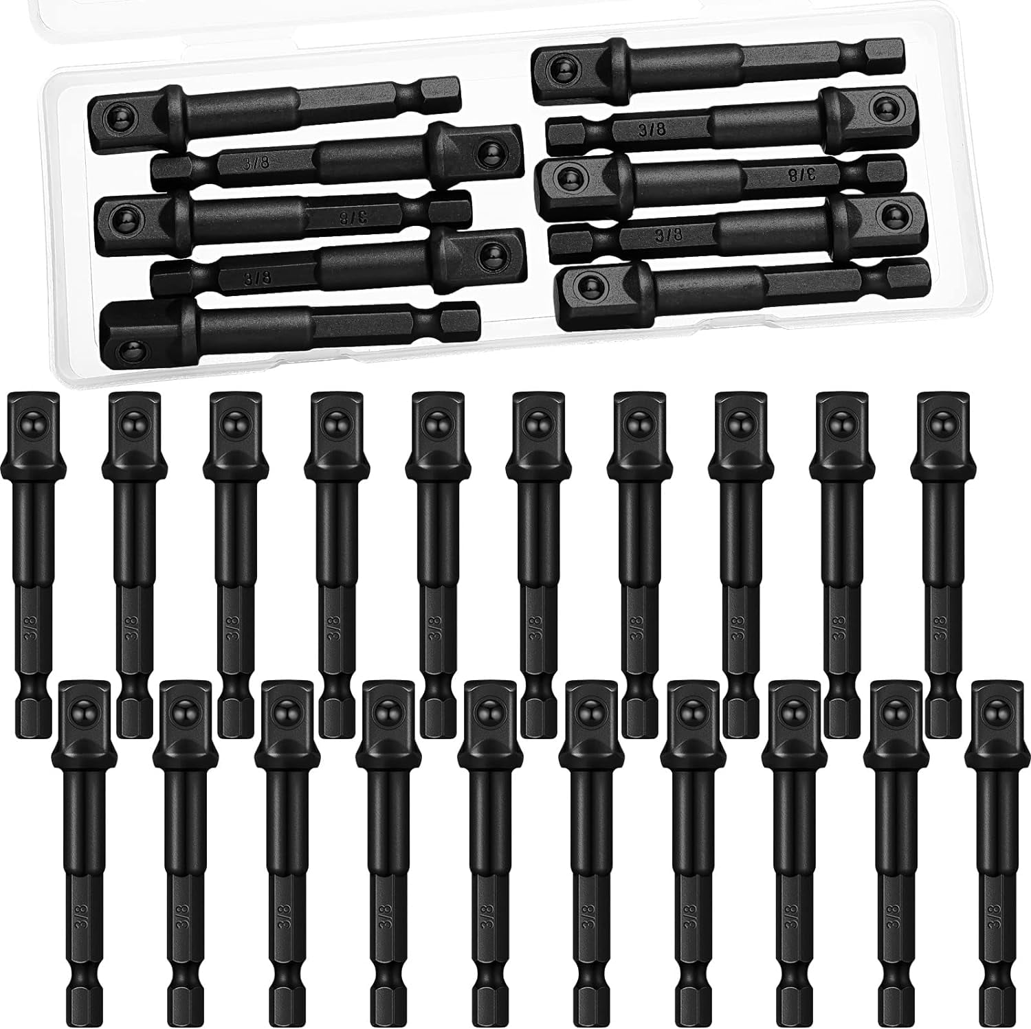 XD-20 Pieces 3/8 Inch Impact Adapter Square Socket Bit He/ for Drills E/tension Accessory Driver ...