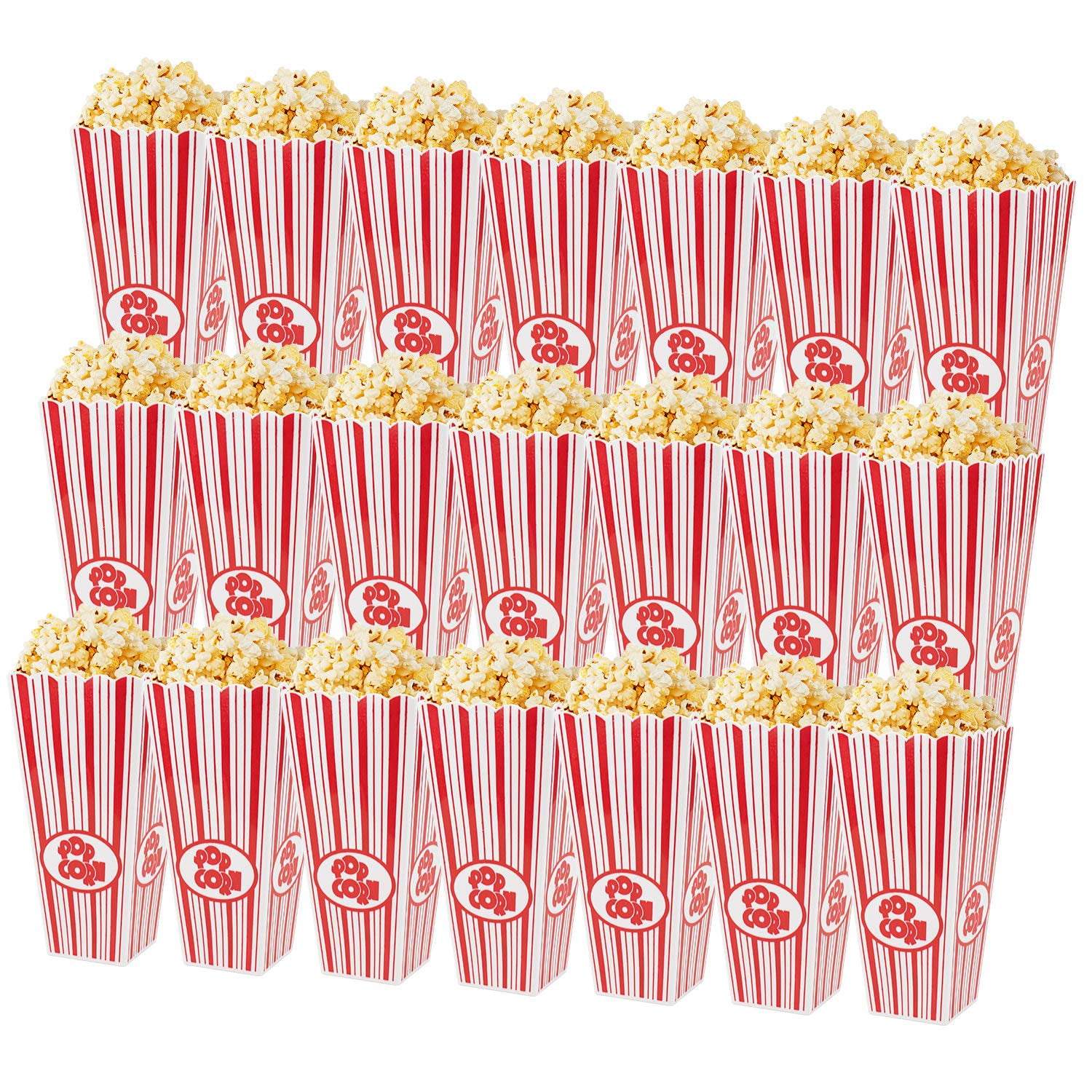 XD-21 Pack Plastic Open-Top Popcorn Boxes Reusable Popcorn Containers ...