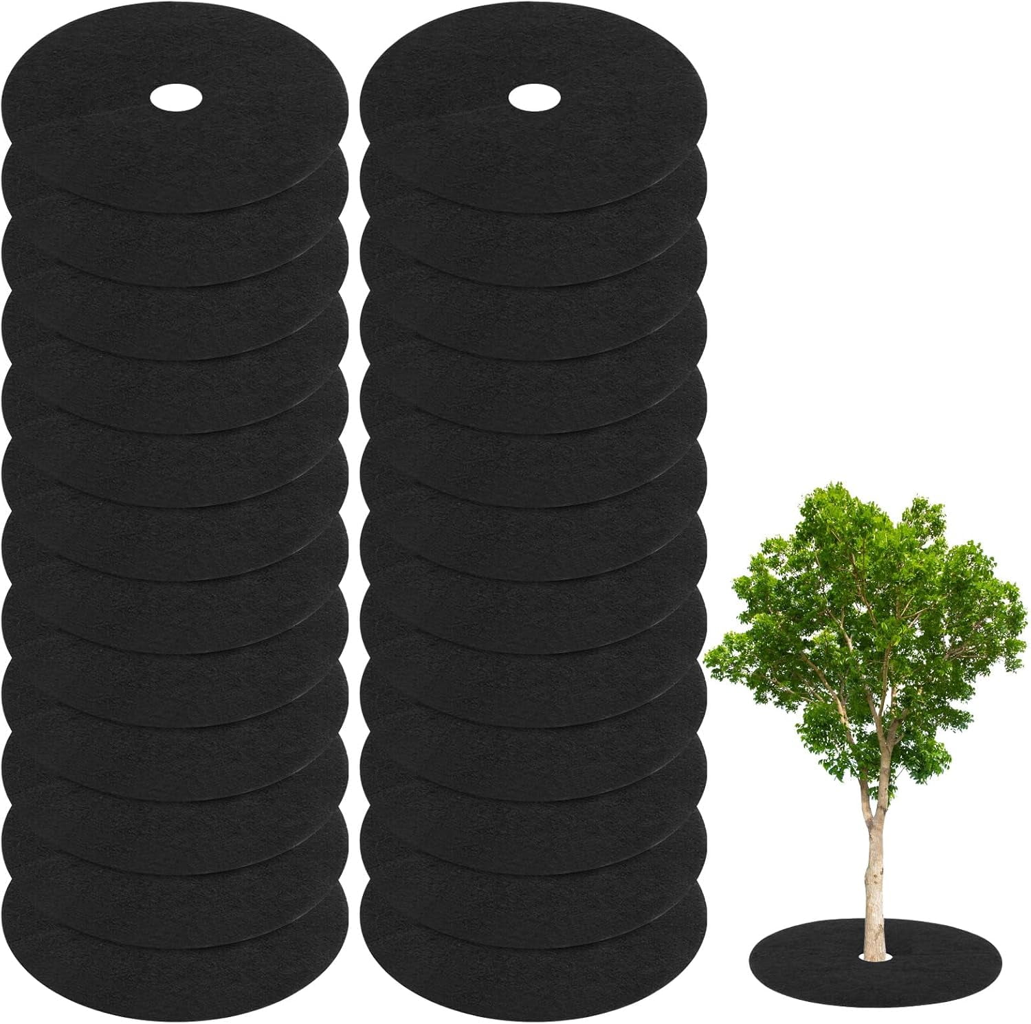 XD-24 Pack Non Woven Tree Cover Rings,10.6 Inch Tree Protector Weed ...