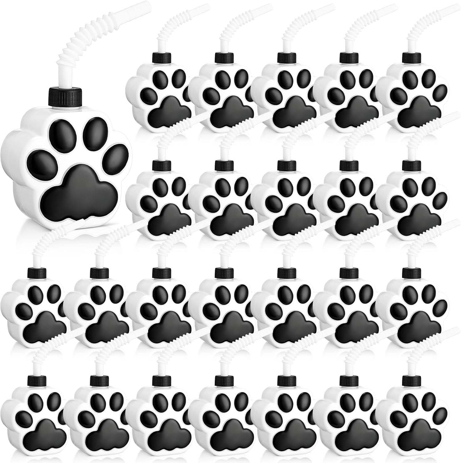 XD-24 Pcs 10 oz Dog Paw Cups with Lid Straw Bulk Dog Party Favors ...