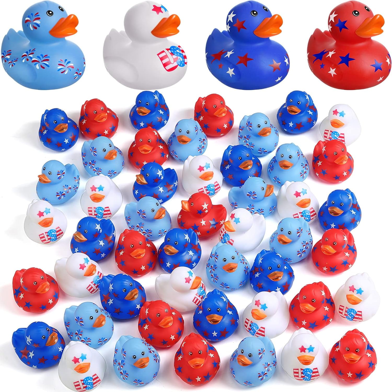 XD-24 Pcs 2 Inch Patriotic Rubber Ducks Summer Small Shower Float ...