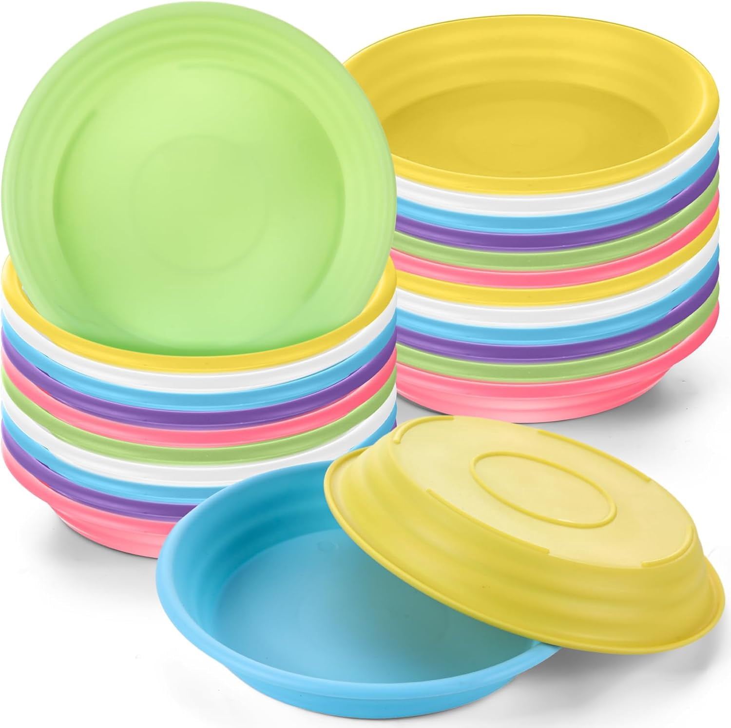 XD-24 Pcs 2 Inch Round Plant Saucer Tray Multicolor Plastic Water Tray ...
