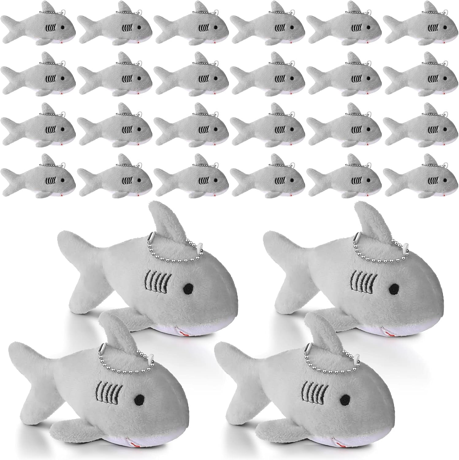 XD-24 Pcs Shark Party Favors Bulk Shark Keychain Plush Mini Animal ...