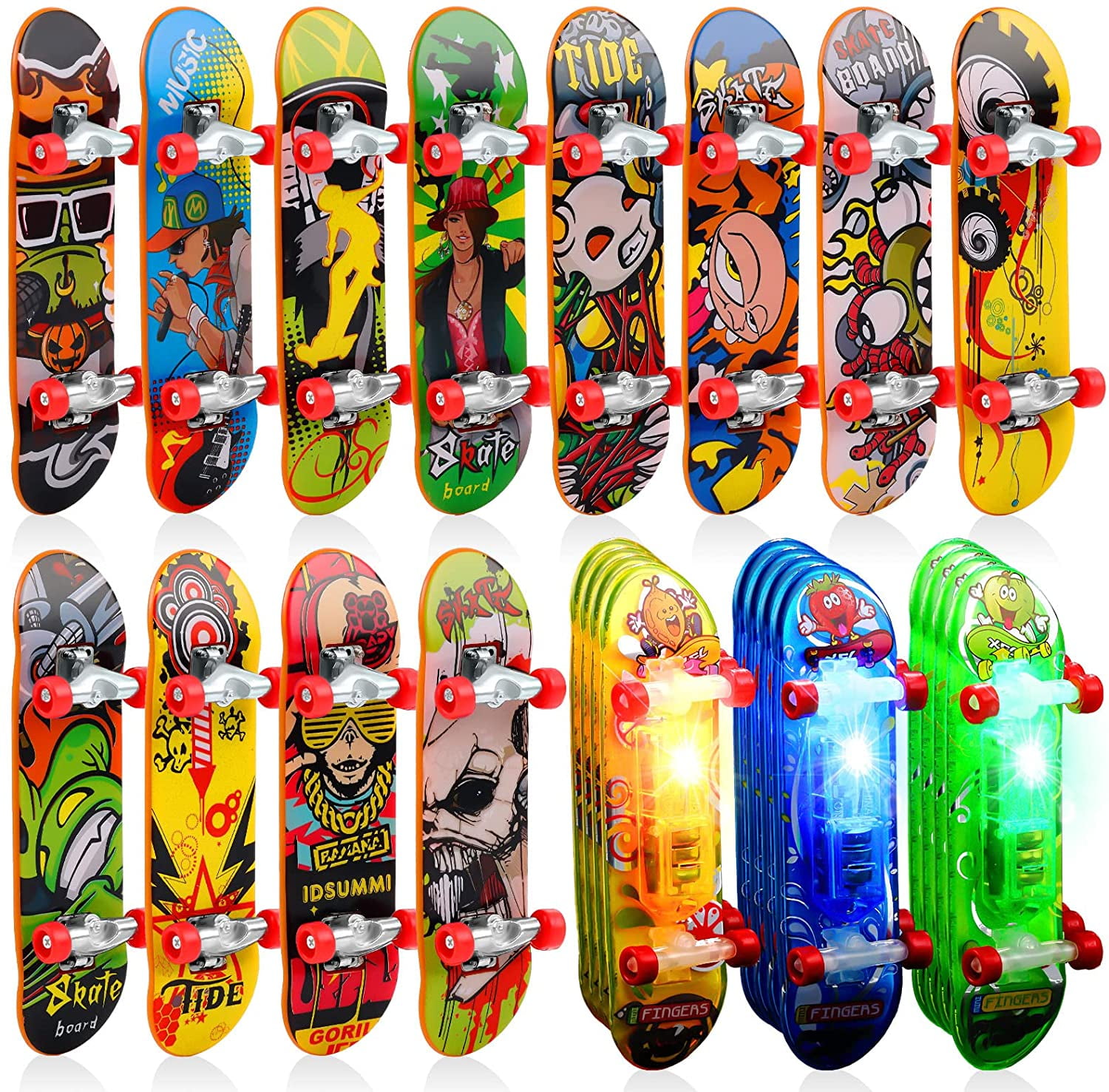 XD-24 Pieces Mini Finger Skateboards Creative Finger Boards Set Mini ...