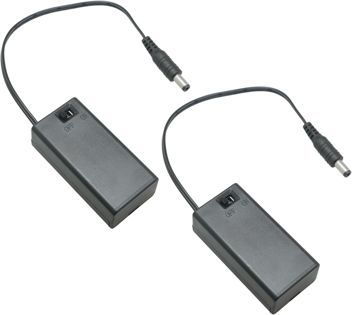 XD-2PCS Battery Holder with Cover Switch and DC Injection Molding 2.1x5.5mm Male Head Battery ...