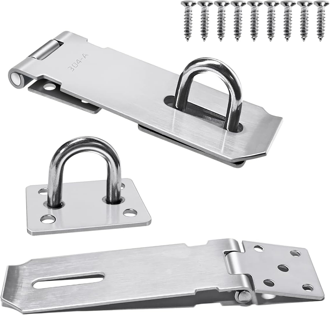 XD-2Pcs Stainless Steel Gate Lock Hasp, Safety Packlock Clasp Hasp Lock ...