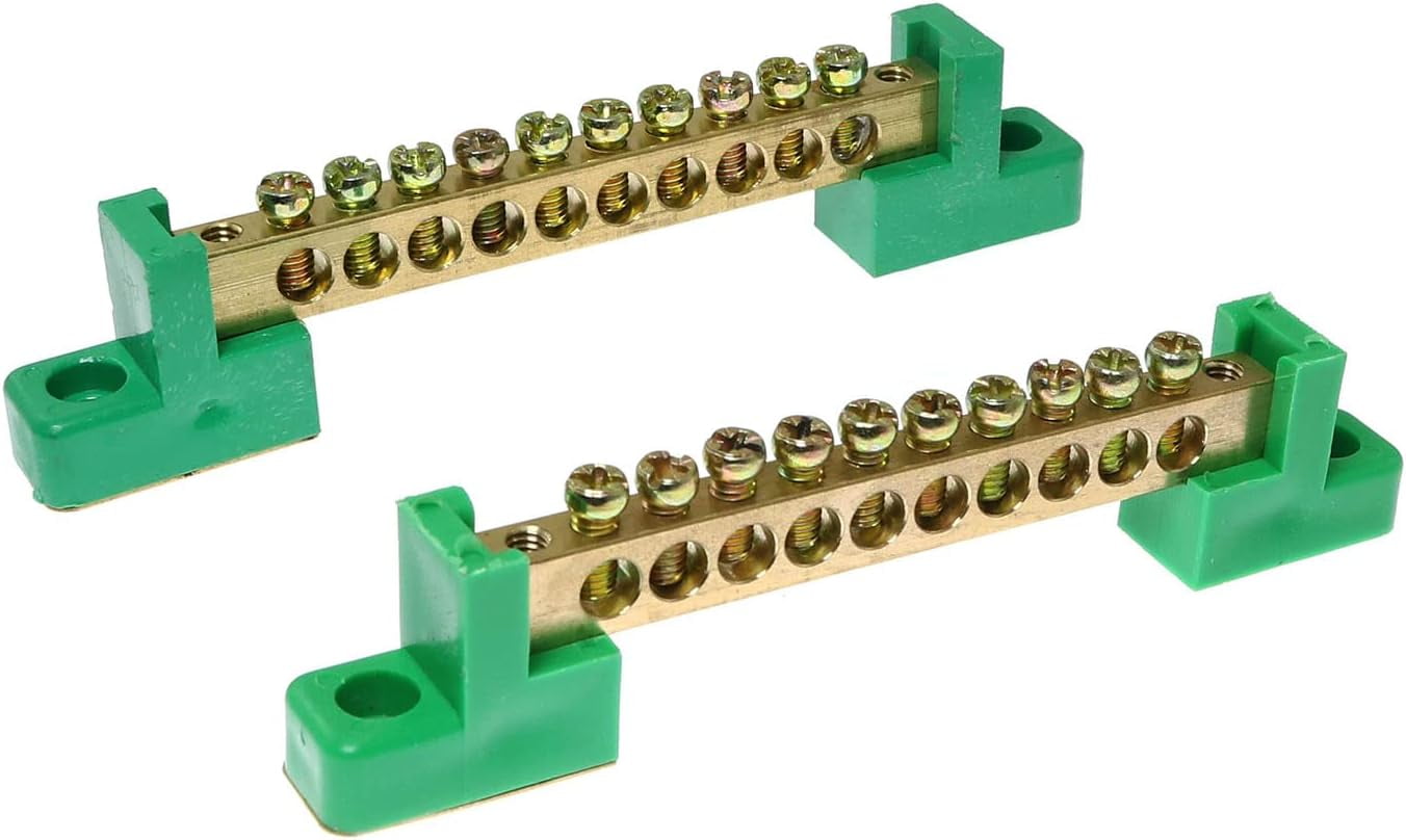XD-2pcs 10 Positions Terminal Bus Bar Terminal Block Brass Wire Screw ...