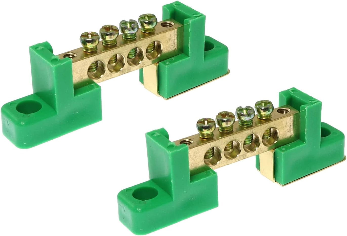 XD-2pcs 10 Positions Terminal Bus Bar Terminal Block Brass Wire Screw Terminal Grounding Strip ...