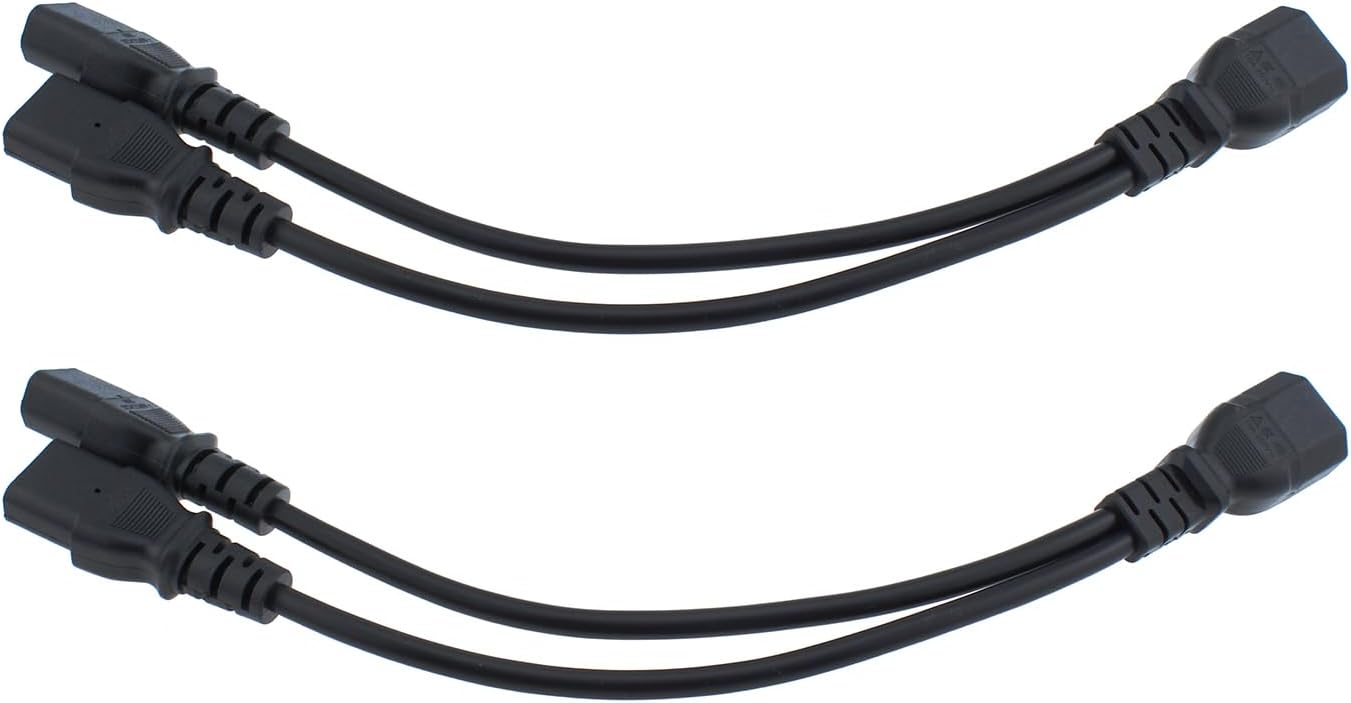 XD-2pcs IEC C14 to 2 / C13 Splitter Power Cord 1ft Computer, Monitor ...
