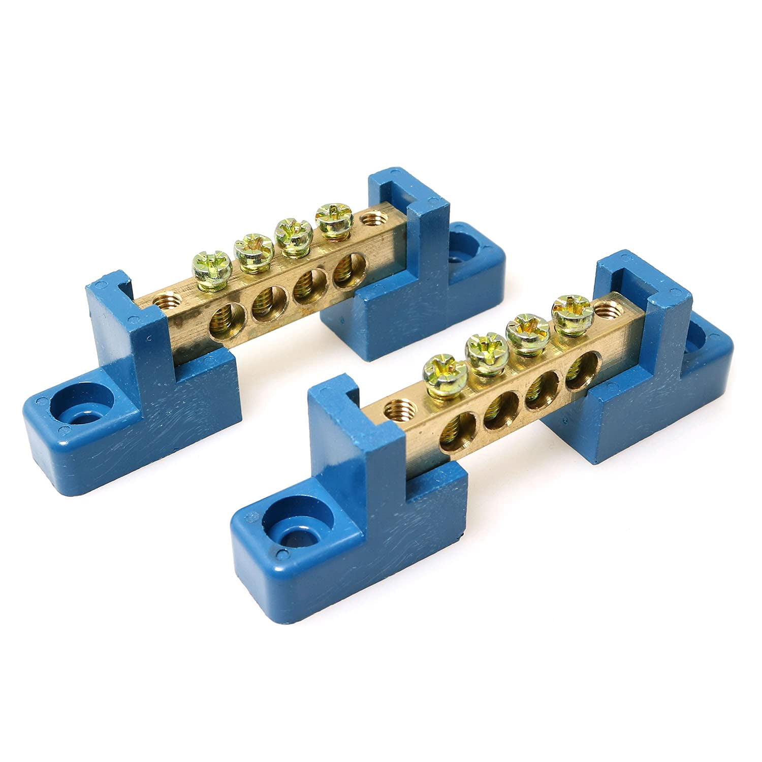 XD-2pcs Terminal Bus Bar 4 Positions Terminal Block Brass Wire Screw ...