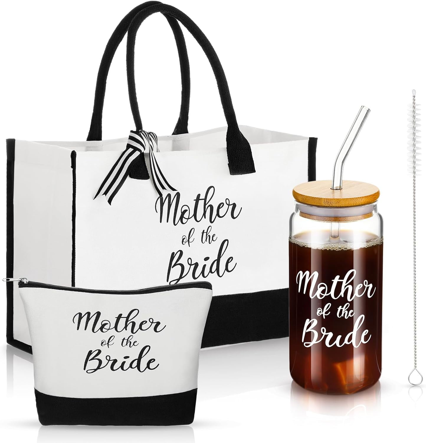 XD-3 Pcs Bride Gifts Set for Bridal Shower Include Glass Cup Canvas ...