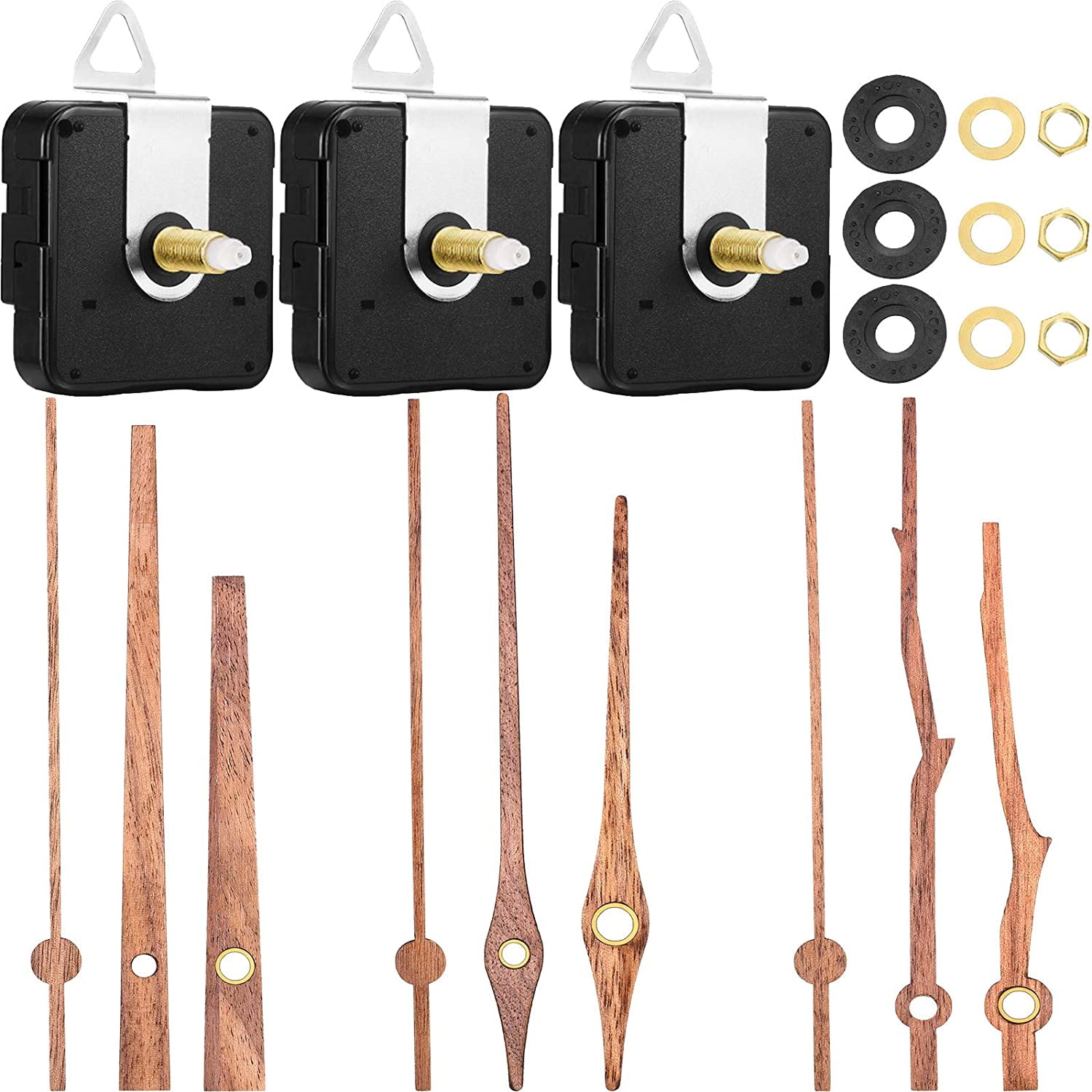 XD-3 Pieces Long Shaft Clock Movement with Types of Walnut Wood Hands ...